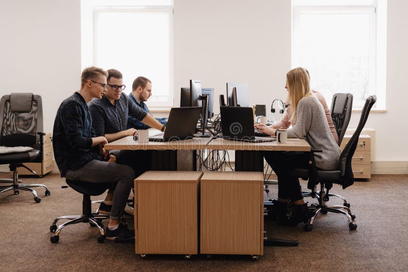 Group of Young Business People Working in the Office Stock Image ...