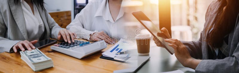 Full Concentration at Work. Group of Young Business People Working and ...