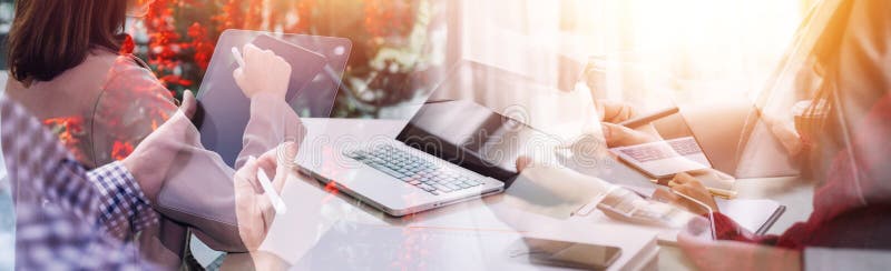 Full Concentration at Work. Group of Young Business People Working and ...