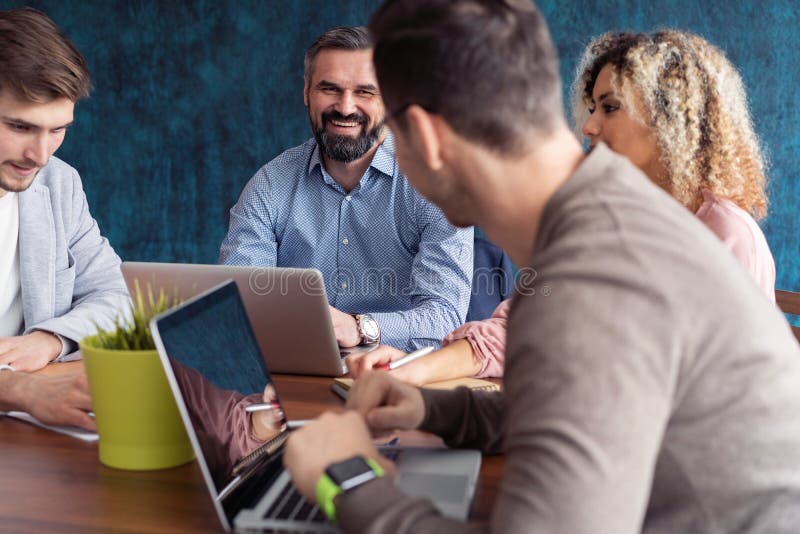 Full Concentration at Work. Group of Young Business People Working and ...