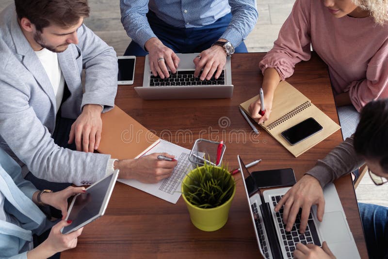 Full Concentration at Work. Group of Young Business People Working and ...