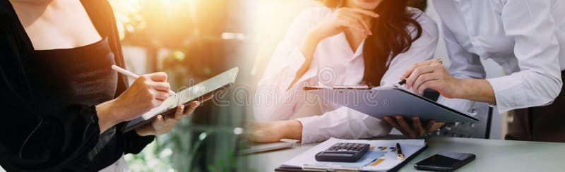 Full Concentration at Work. Group of Young Business People Working and ...