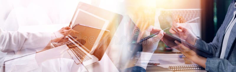 Full Concentration at Work. Group of Young Business People Working and ...