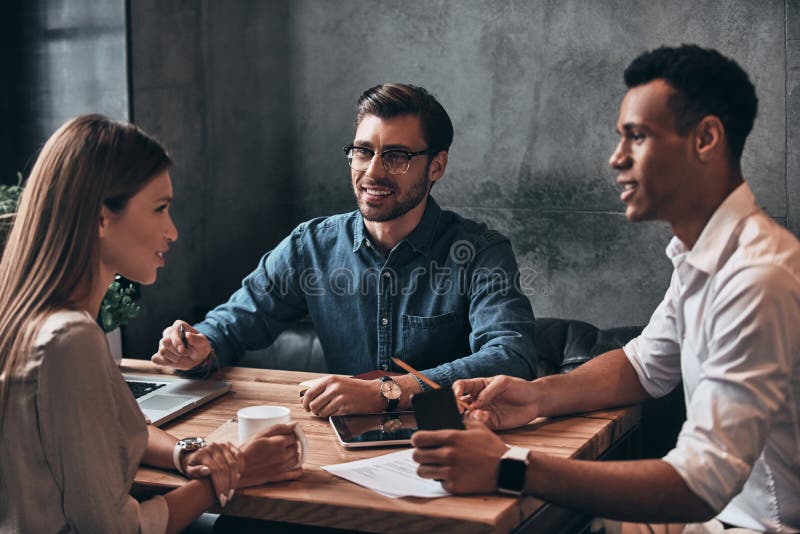 Full Concentration at Work. Group of Young Confident Business Pe Stock ...