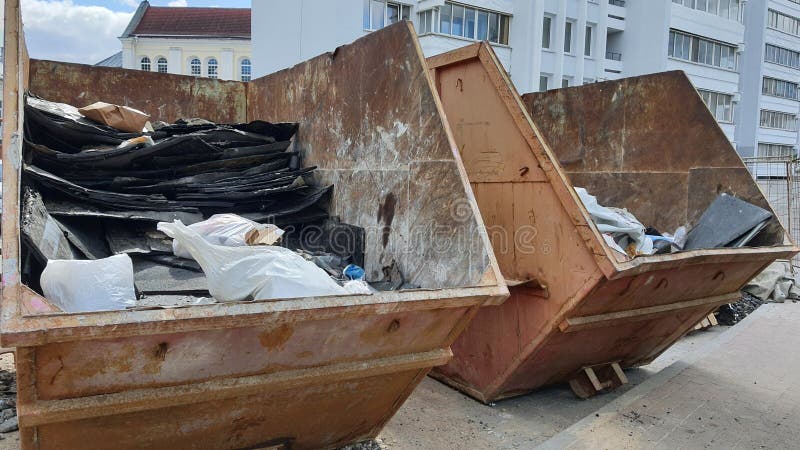 Full Construction Containers Collecting Waste Materials Stock Image ...