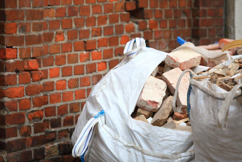 Full Construction Waste Debris Bags Stock Image - Image of recycling ...