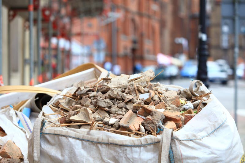 Full Construction Waste Debris Bags Stock Image - Image of recycling ...