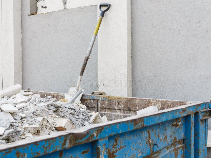 Full Construction Waste Debris Container Stock Photo - Image of rough ...