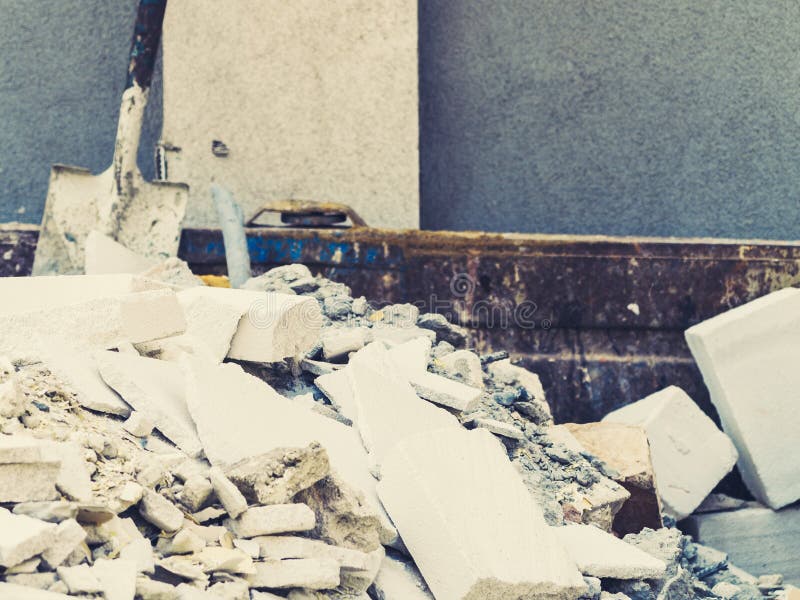 Full Construction Waste Debris Container Stock Image - Image of outdoor ...