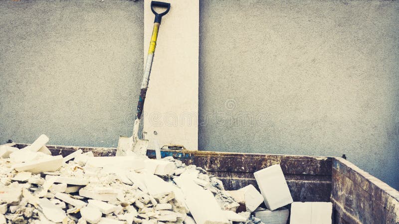 Full Construction Waste Debris Container Stock Photo - Image of refuse ...