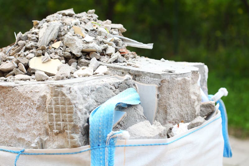 Full Construction Waste Debris Rubble Bags Stock Image - Image of ...