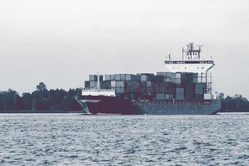 Full container ship stock image. Image of industry, freight - 92268431