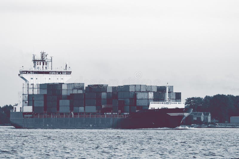 Full container ship stock image. Image of deck, import - 92271563