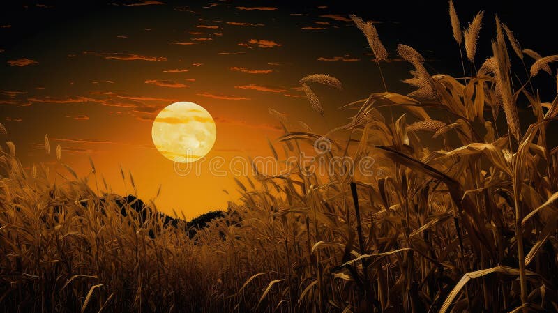 Full corn moon stock illustration. Illustration of night - 305889645
