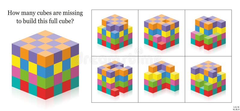 Full Cube Missing Cubes Puzzle Riddle Colorful Counting Game Stock ...