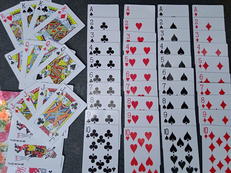 Full Deck Playing Cards on Black Background. Stock Photo - Image of ...