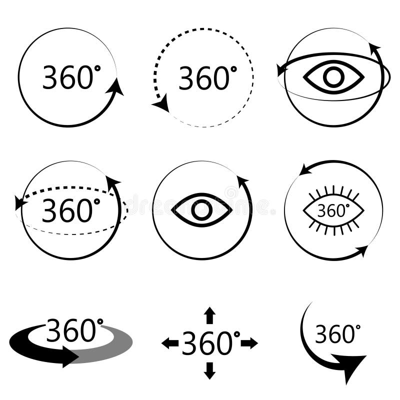 Full 360 Degrees Angle View Icons. Stock Vector - Illustration of ...