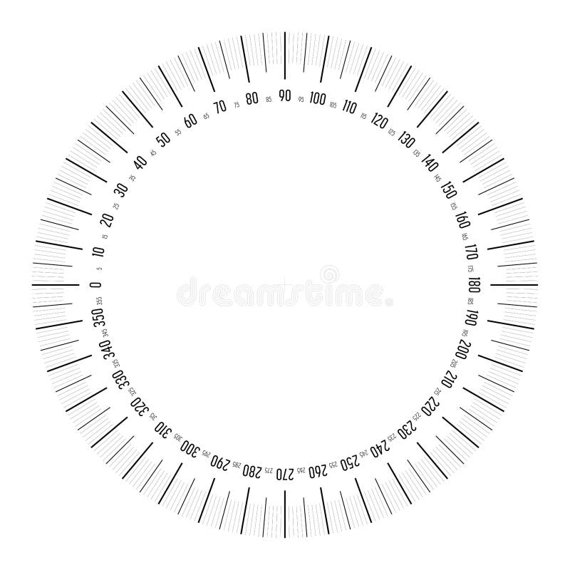 Full 360 Degrees Protractor Measuring Instrument Stock Vector ...