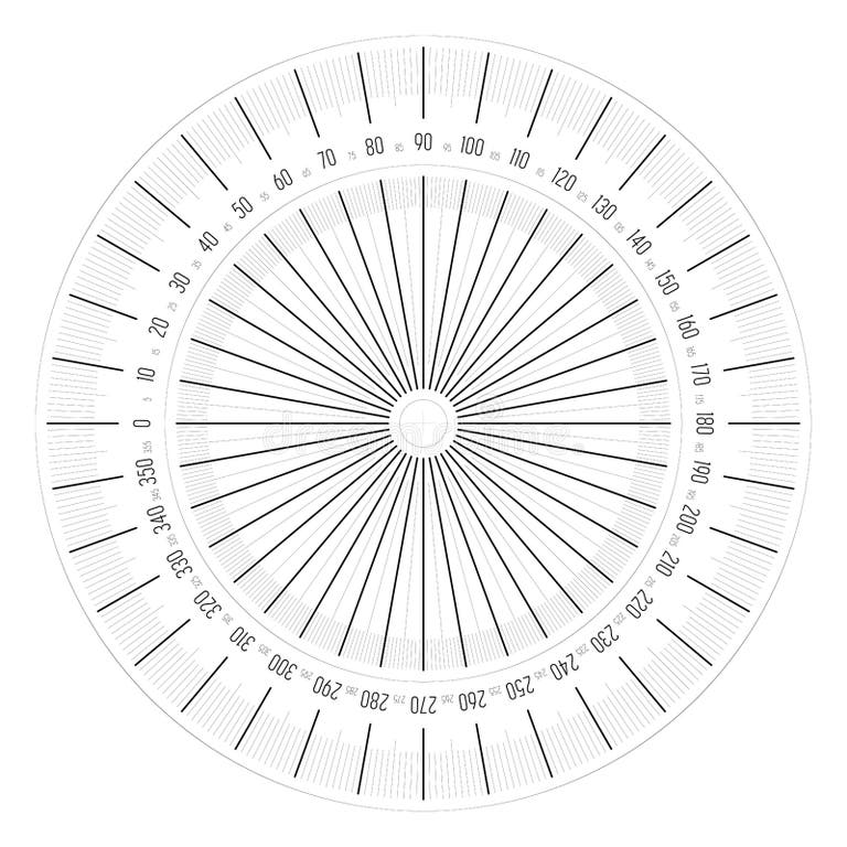 Full 360 Degrees Protractor Measuring Instrument Stock Vector ...