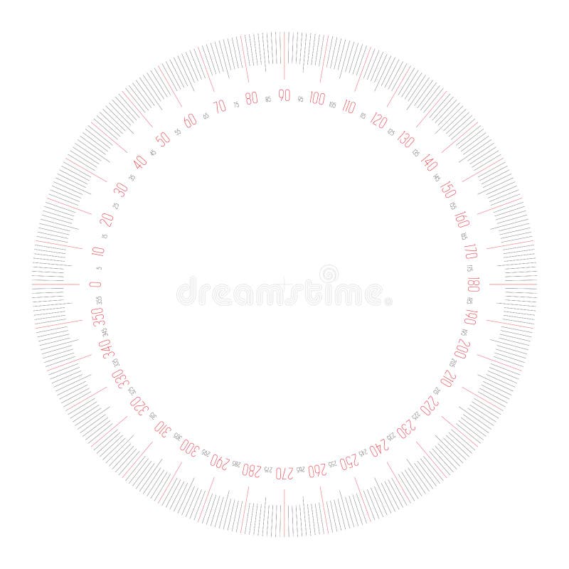 Full 360 Degrees Protractor Measuring Instrument Stock Vector ...