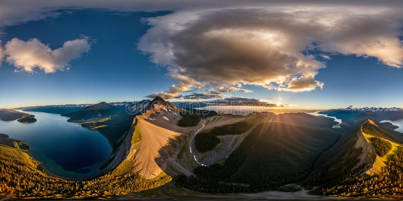 The Pacific Northwest, Sunset, Drone View. 360 Degrees Seamless ...