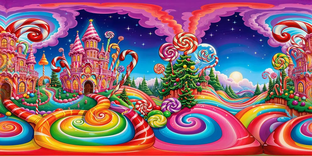 A Whimsical Surreal Candy Palace. 360 Degrees Seamless Spherical ...