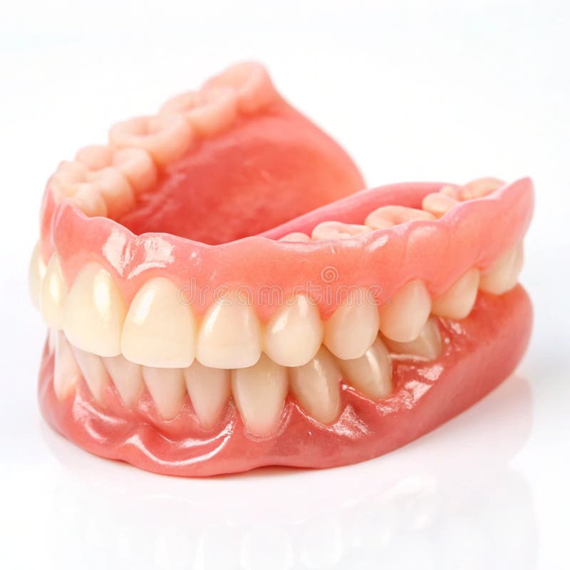Full Dentures with Teeth Isolated on White Background Stock ...