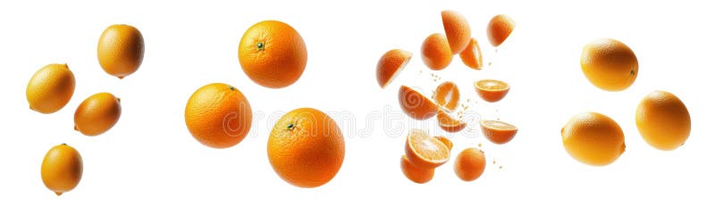 Full Depth of Field, Clipping Path, Falling Orange Isolated on White ...