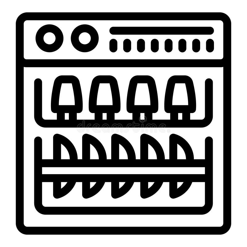 Full Dishwashing Machine Icon Outline Vector. Kitchenware Laundry ...