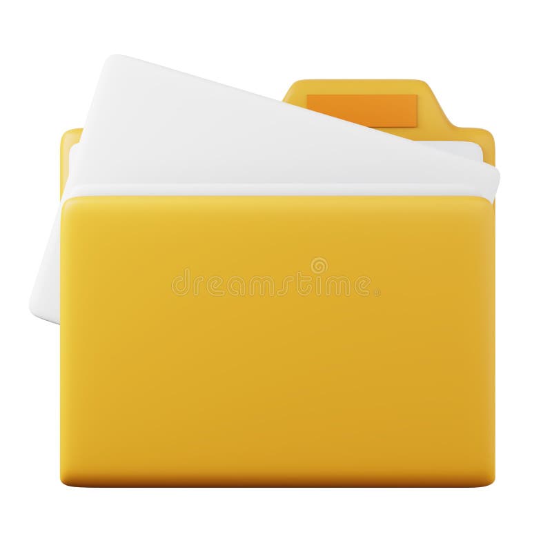 Full Documents Folder High Quality 3D Render Illustration. File ...