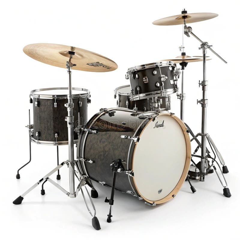 Drum Set in a Studio Isolated on White Background Stock Illustration ...