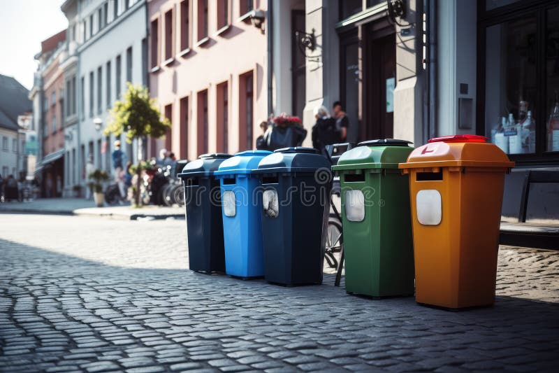 Full Dumpsters Separate Waste, Garbage Containers Standing on the ...