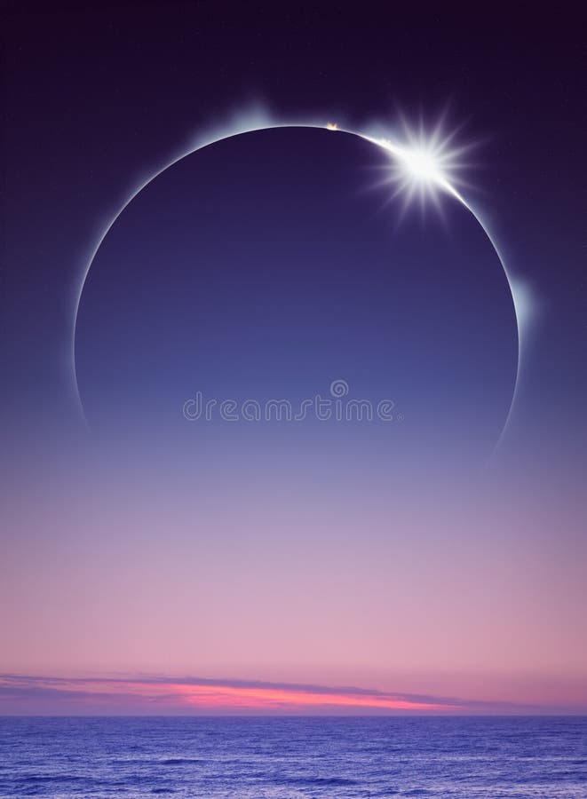 Full Eclipse Over Ocean (digital Art) Stock Illustration - Illustration ...