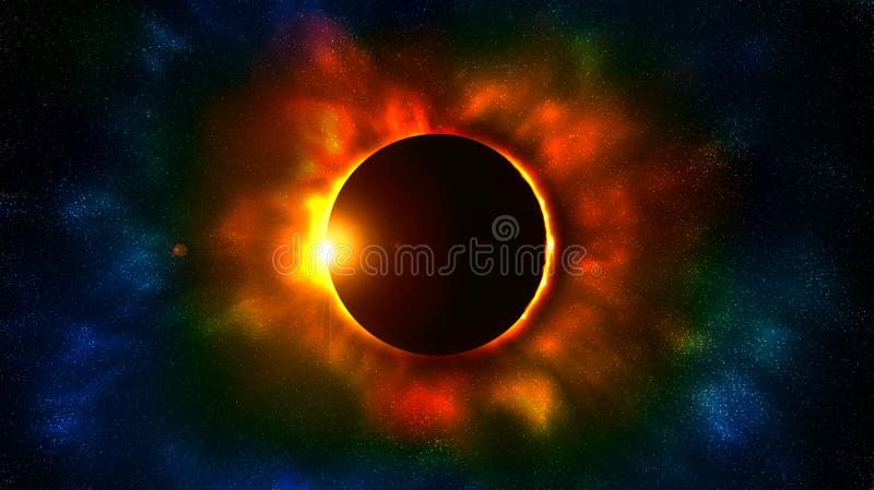 Full eclipse of the sun stock illustration. Illustration of colorful ...