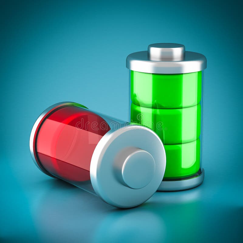 Full and empty batteries stock illustration. Illustration of cell ...