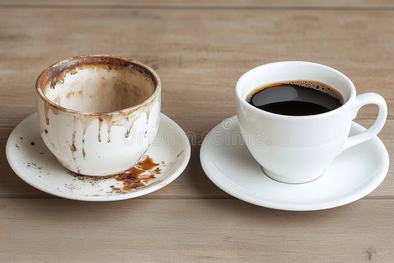 Full and Empty Cup of Coffee. the Concept of Beginning and End, Start ...