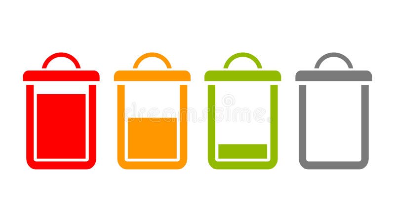Full and Empty Trash Can Vector Icon Stock Vector - Illustration of ...