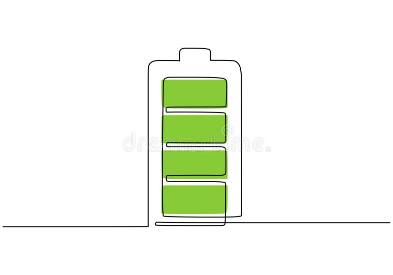 Full Energy Battery. Vector Illustration Editable Stroke with Green ...