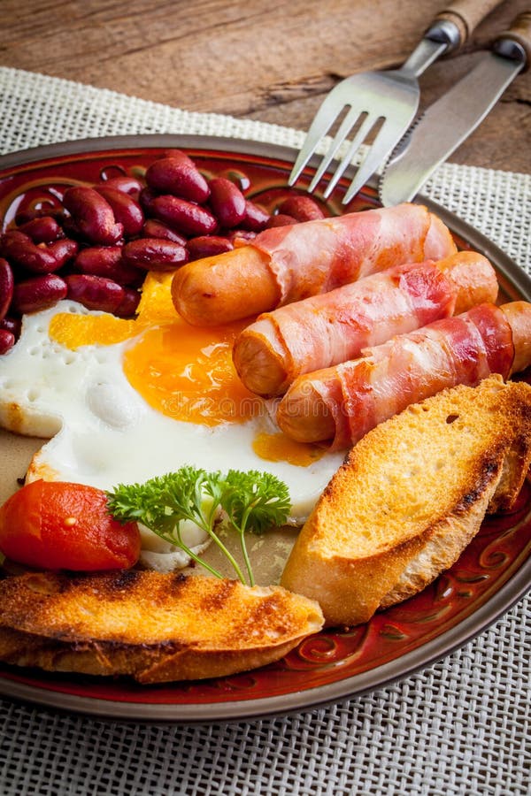 Full english breakfast. stock image. Image of yolk, ketchup - 54208299