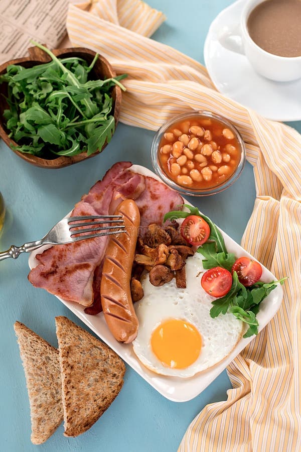Full English breakfast stock image. Image of coffee, bacon - 46557011