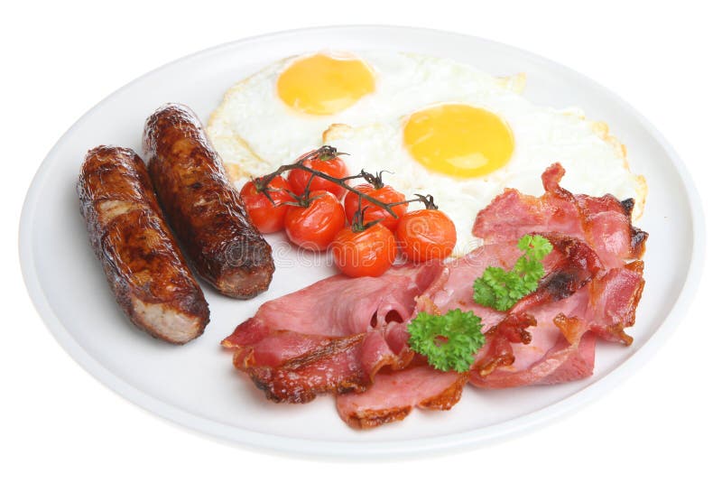 Full English Fried Cooked Breakfast Stock Image - Image of fried ...