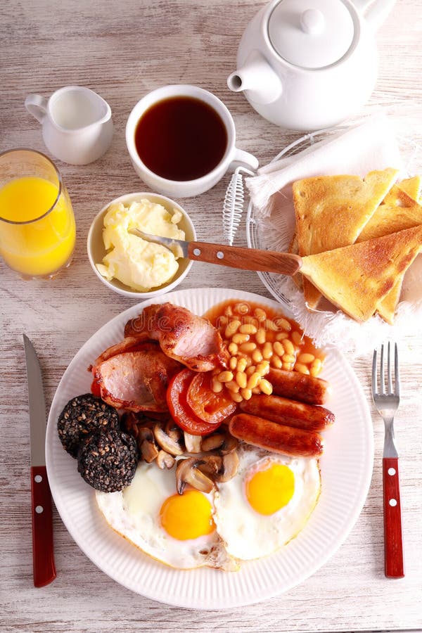 Full English or Irish Breakfast Stock Image - Image of beans, space ...