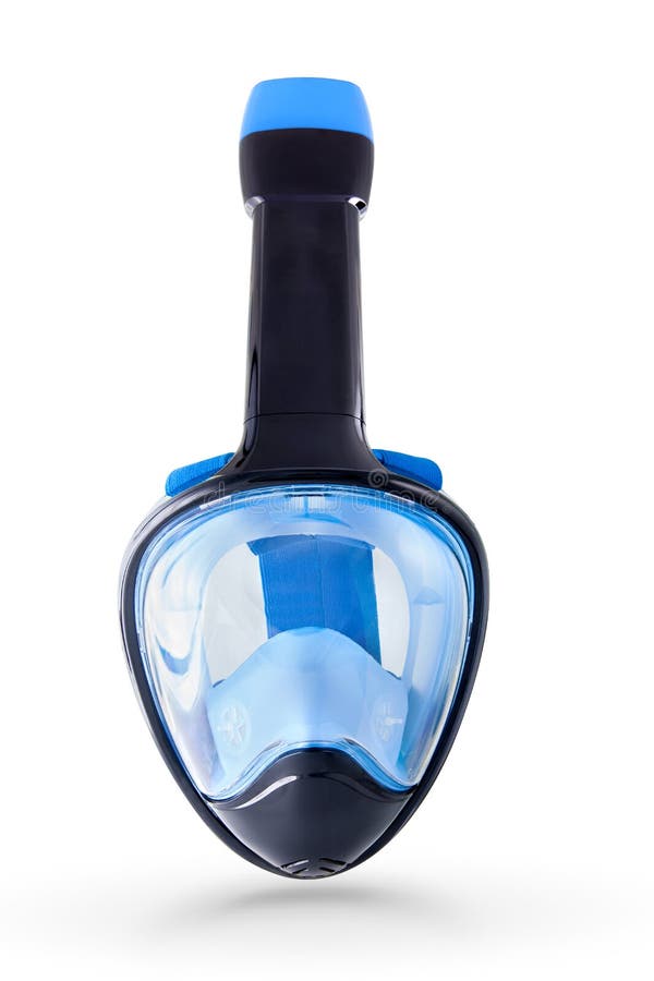 Full Face Blue Snorkel Mask on White Background, Isolate Stock Image - Image of protection ...
