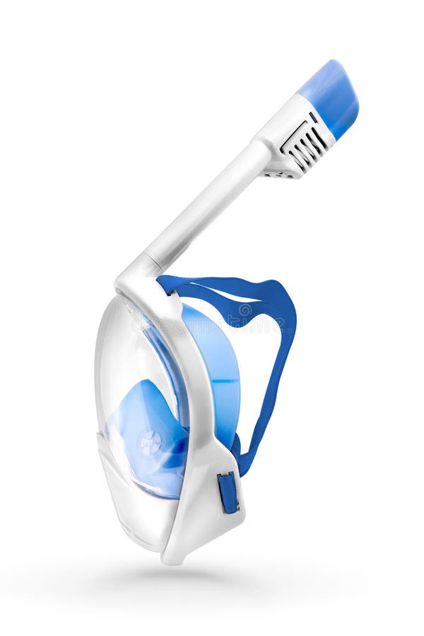 Full Face Blue Snorkel Mask on White Background, Isolate Stock Image - Image of protection ...
