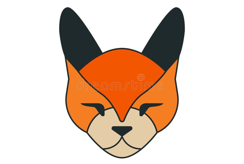 Full Face of a Fox Head. Contour of a Fox Muzzle Stock Vector ...