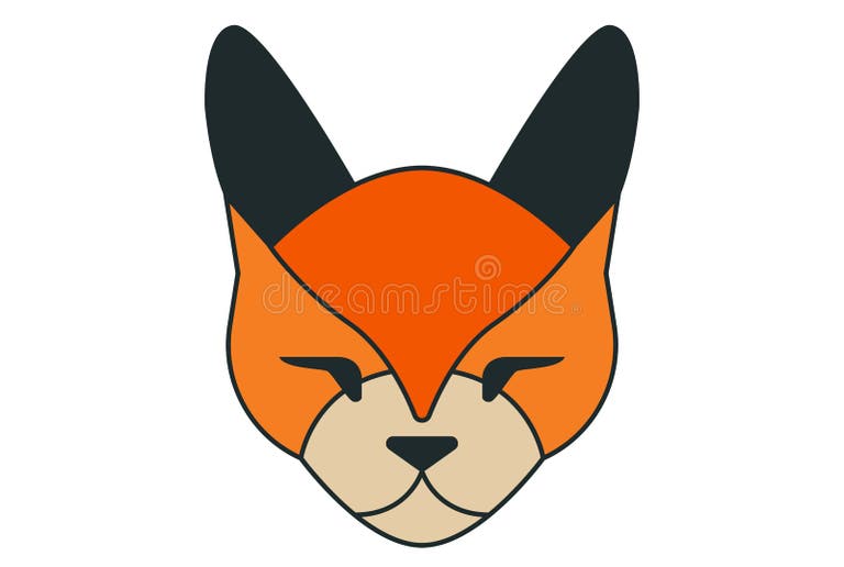 Full Face of a Fox Head. Contour of a Fox Muzzle Stock Vector ...