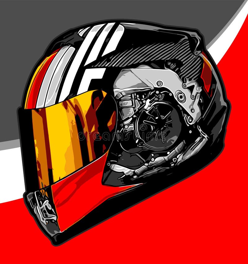 A Cool Helmet with a Motorcycles Engine Pattern Stock Vector ...