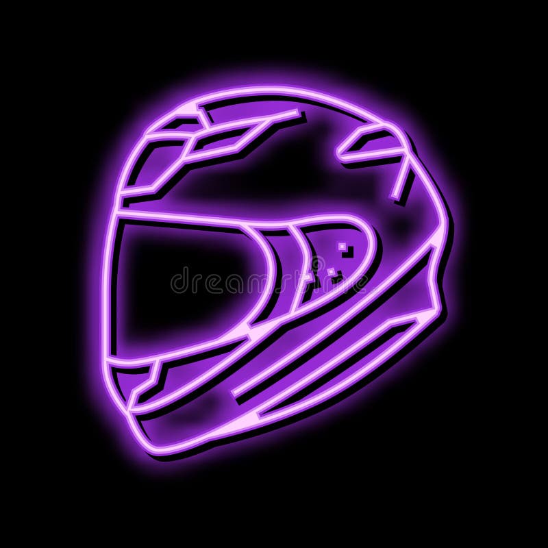 Full Face Motorcycle Helmet Neon Glow Icon Illustration Stock Vector ...