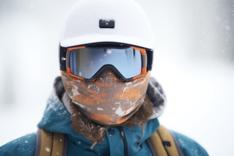 Full-face Ski Mask Against Powdery Snowfall Stock Image - Image of ...