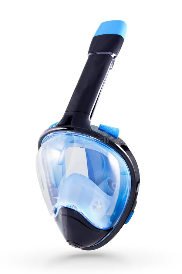 Full Face Blue Snorkel Mask on White Background, Isolate Stock Image - Image of female, bright ...